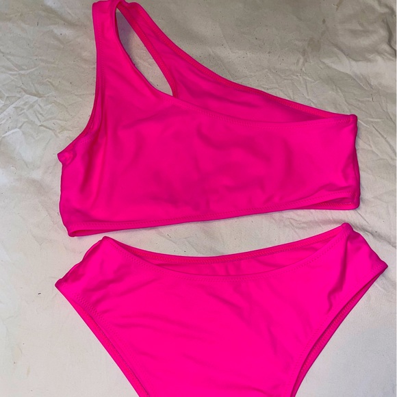 PINK Victoria's Secret | Swim | Hot Pink One Shoulder Style Bikini ...